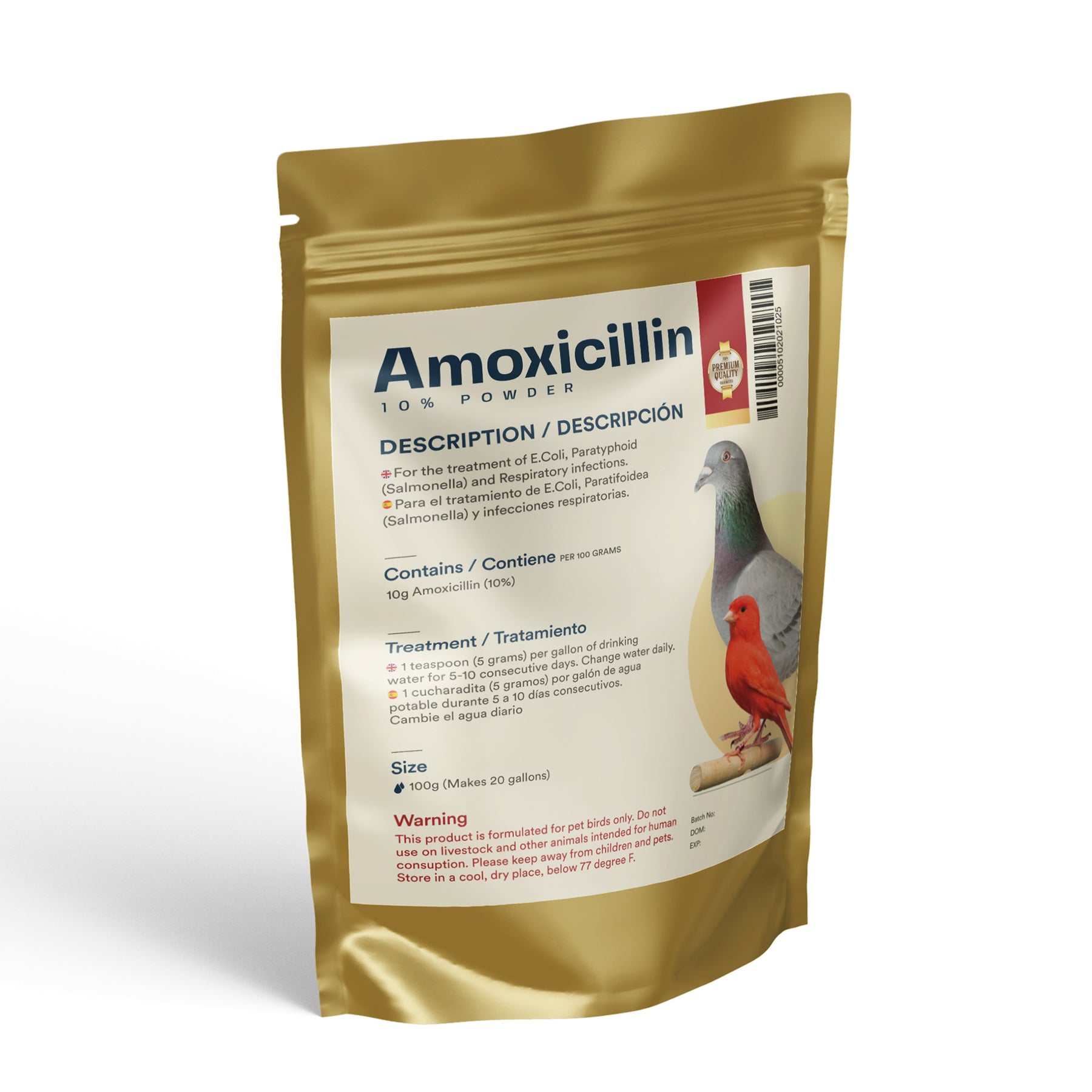 Amoxicillin 10% Powder by Generex for Pigeons and Pet Birds