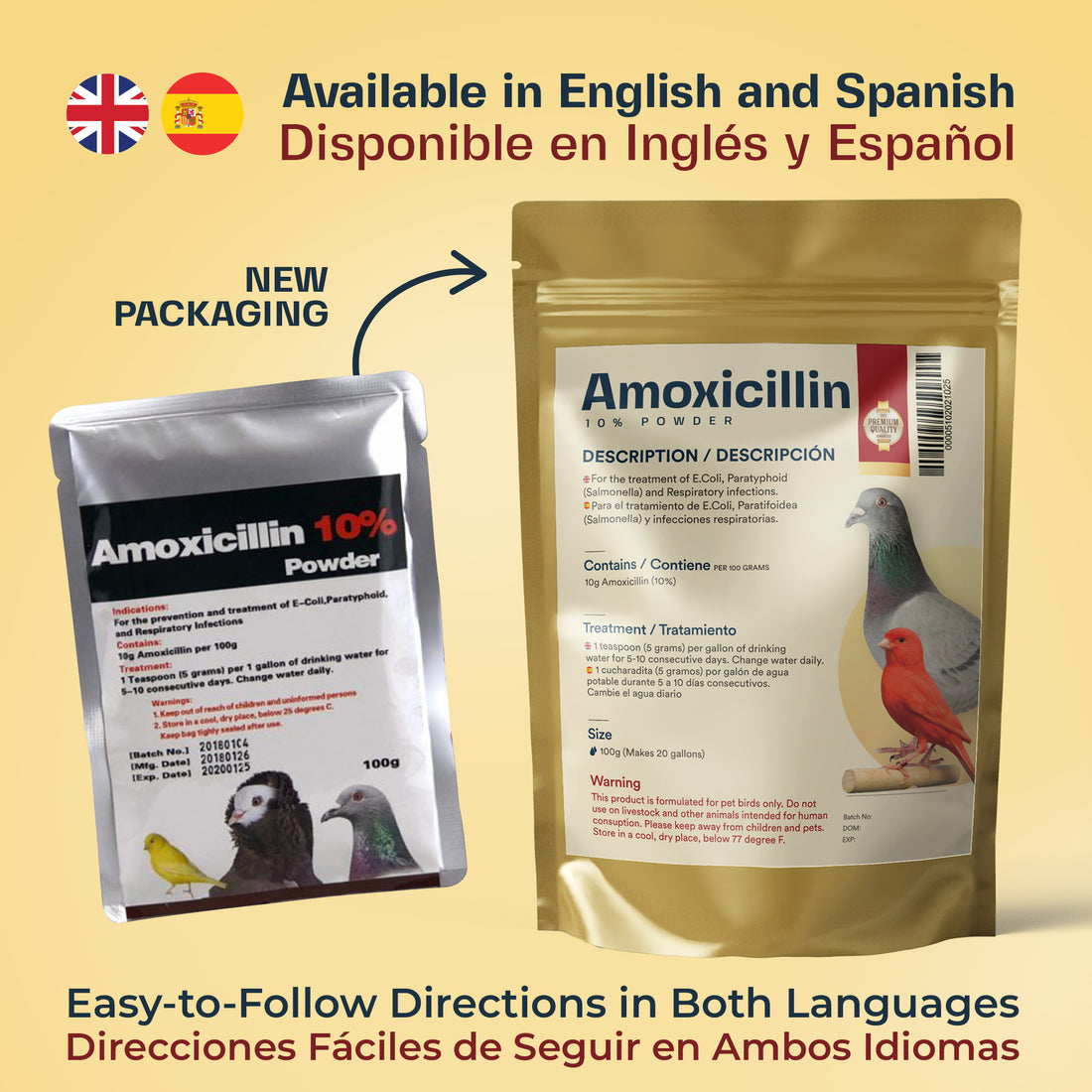 Amoxicillin 10% Powder by Generex for Pigeons and Pet Birds
