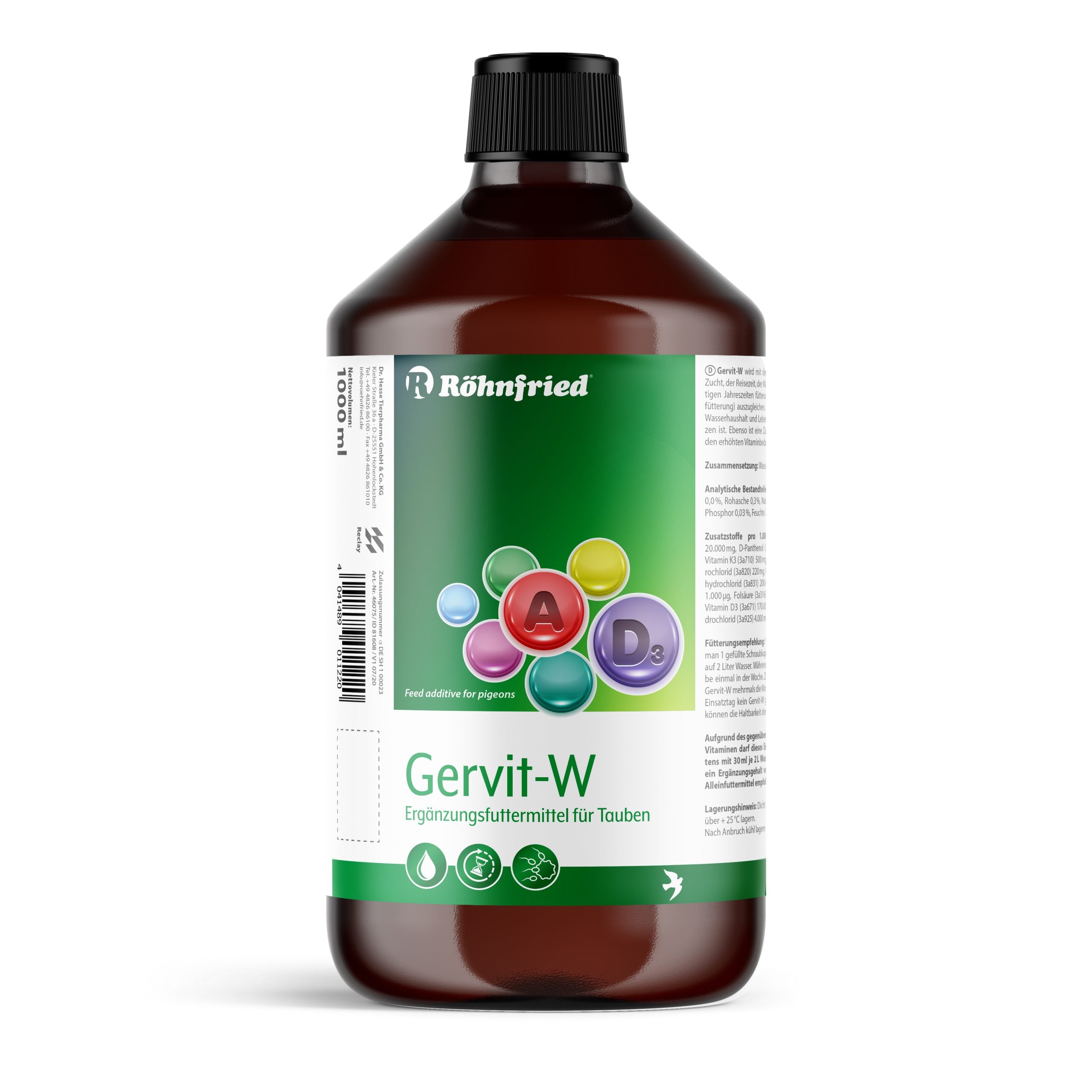500ml Gervit-W (Rohnfried) Multivitamin for Pigeons/Racing Pigeon Vitamins