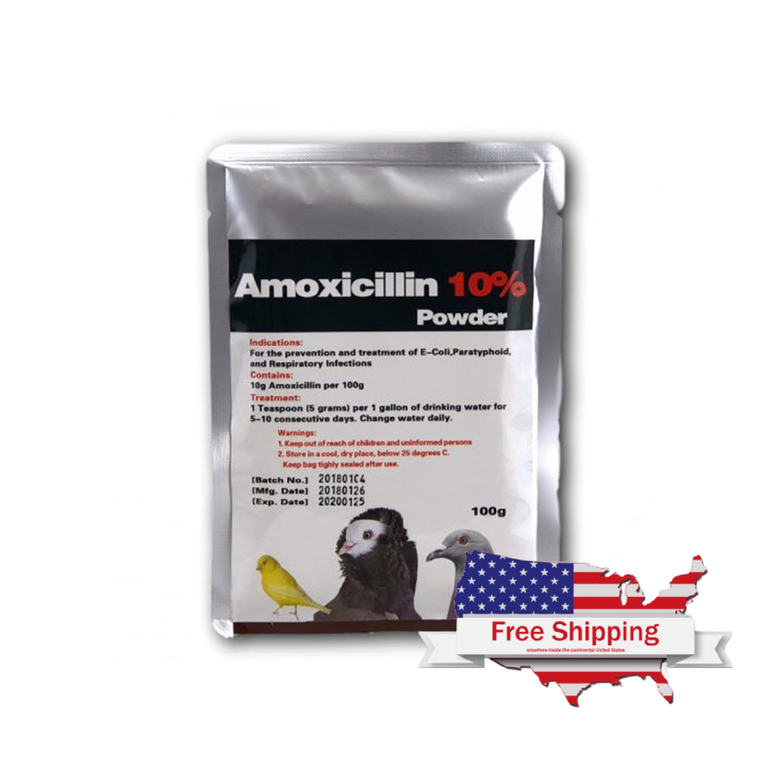 Amoxicillin 10% Powder by Generex for Pigeons and Pet Birds